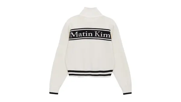 MATIN KIM Spell Point Stripe Knit Cardigan - Ivory