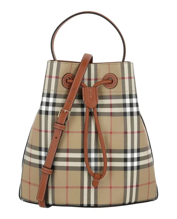 Burberry Small Tb Bucket Bag - Vintage Check Briar Brown