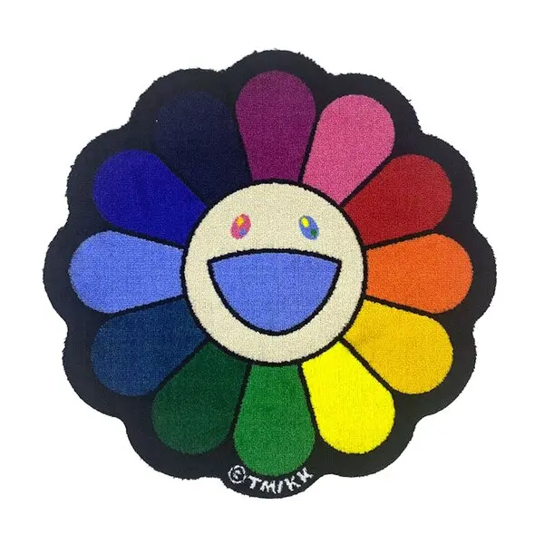 TAKASHI MURAKAMI Flower Floor Mat Rug Rainbow/ecru Beige - Multicolor