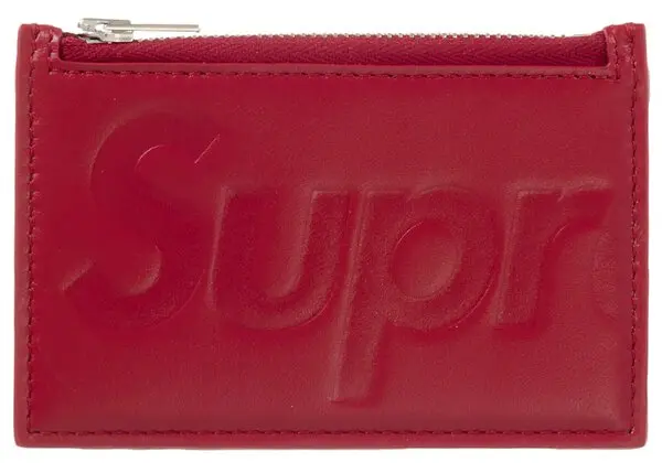Supreme Leather Zip Card Holder - Red