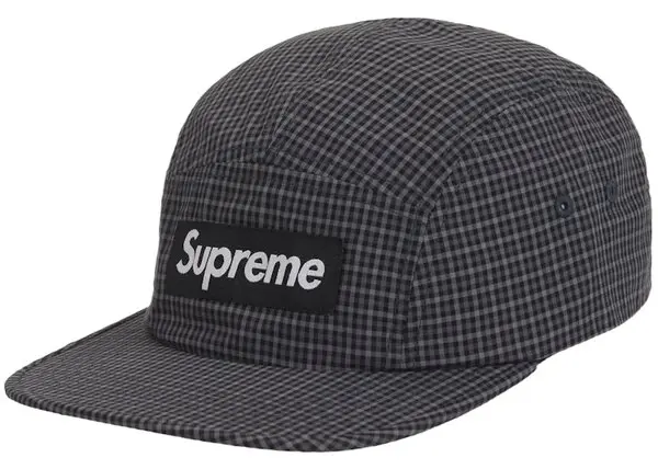 Supreme Cordura Plaid Camp Cap - Black