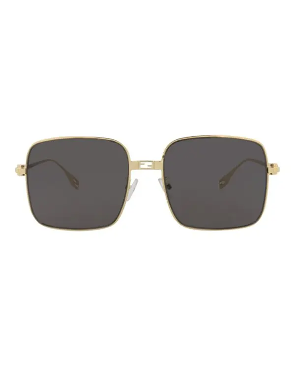 Fendi Square Frame Metal Sunglasses - Gold Gold Smoke (fe40123u/55/30a)