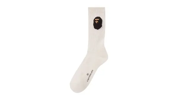 A BATHING APE Balloon Yarn Ape Head Socks - White