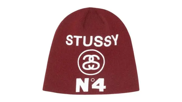 StÜssy Number 4 Skullcap Beanie - Maroon