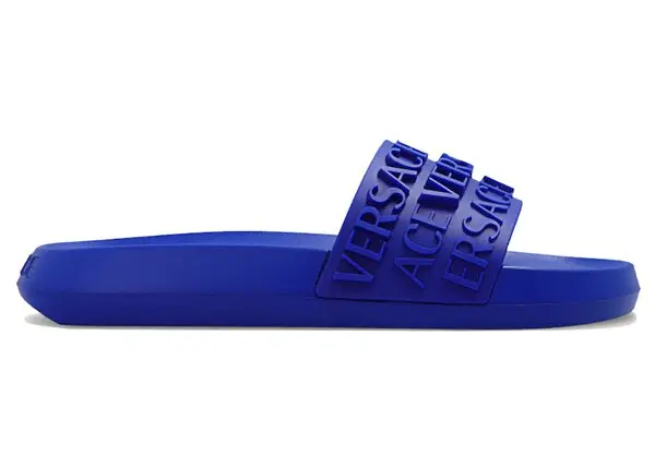 Versace Allover Logo Slides - Blue