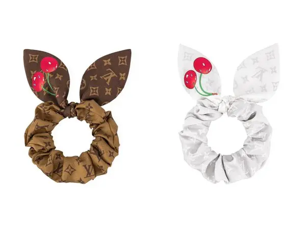 LOUIS VUITTON X Takashi Murakami Monogram Cherry Scrunchies Set - Brown/white