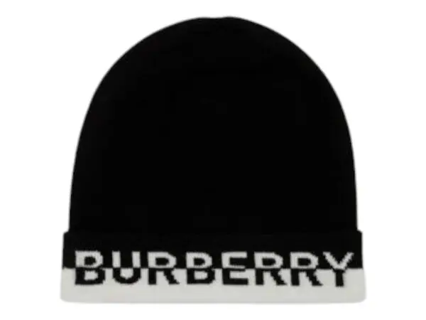 Burberry Logo Intarsia Beanie - Black White
