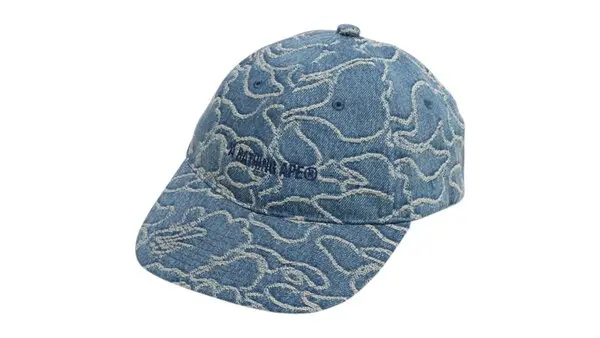 A BATHING APE Line Camo Jacquard Denim Cap - Light Indigo
