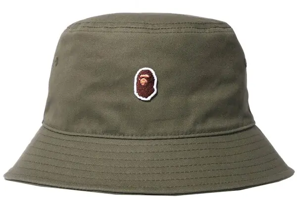 A BATHING APE Ape Head Bucket Hat - Olivedrab Green