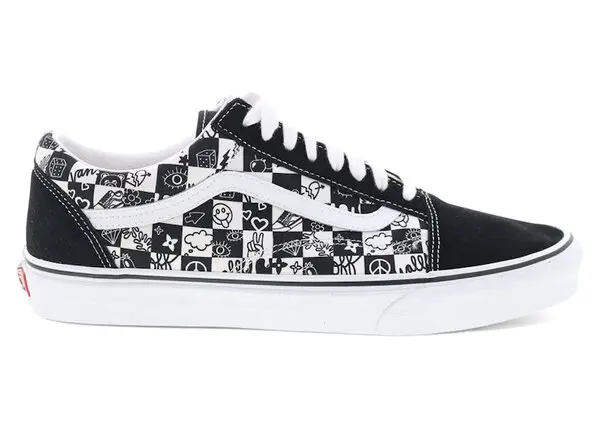 VANS Old Skool Doodle Checkerboard Sneakers - Black/true White