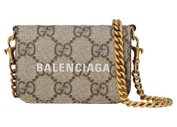 Gucci X Balenciaga The Hacker Project Wallet With Chain - Beige/ebony