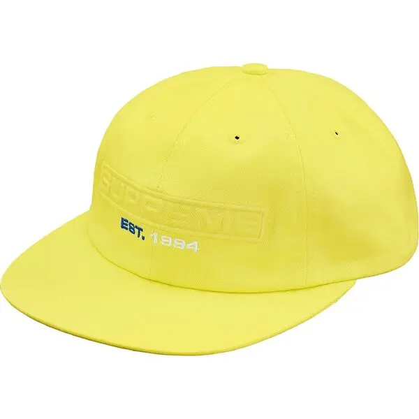 Supreme Embossed Logo 6-panel Cap - Light Lime