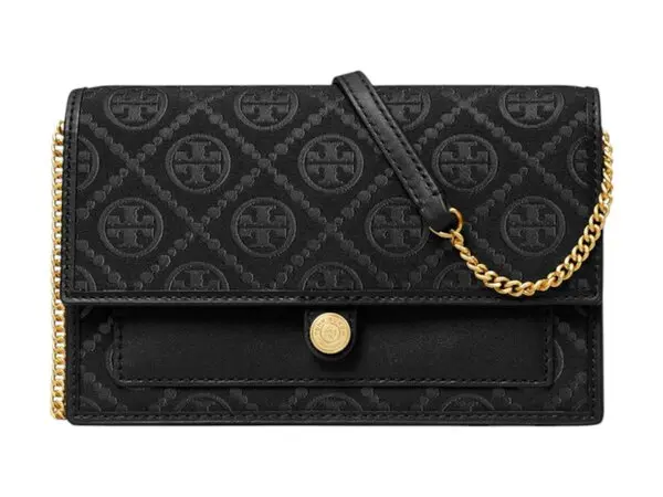 Tory Burch T Monogram Leather Chain Wallet