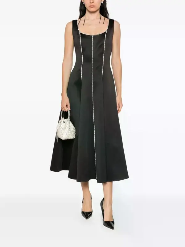 NISSA Crystal-embellished Midi Dress - Black