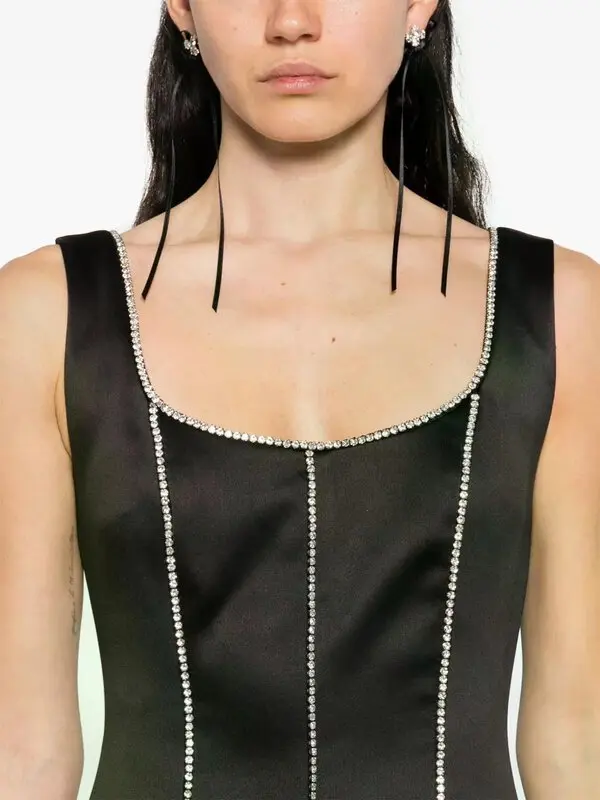 NISSA Crystal-embellished Midi Dress - Black