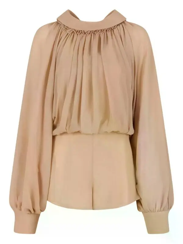 Marni Puff-sleeve Gathered Jumpsuit - Neutrals
