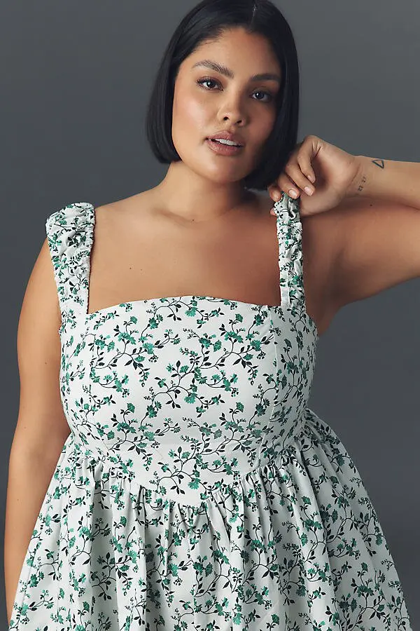 ELOQUII Sleeveless Corset A-line Midi Dress
