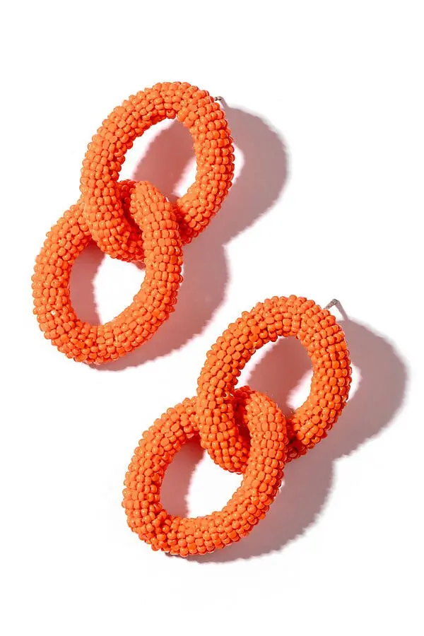 Deepa Gurnani Loulou Beaded Drop Earrings - Orange