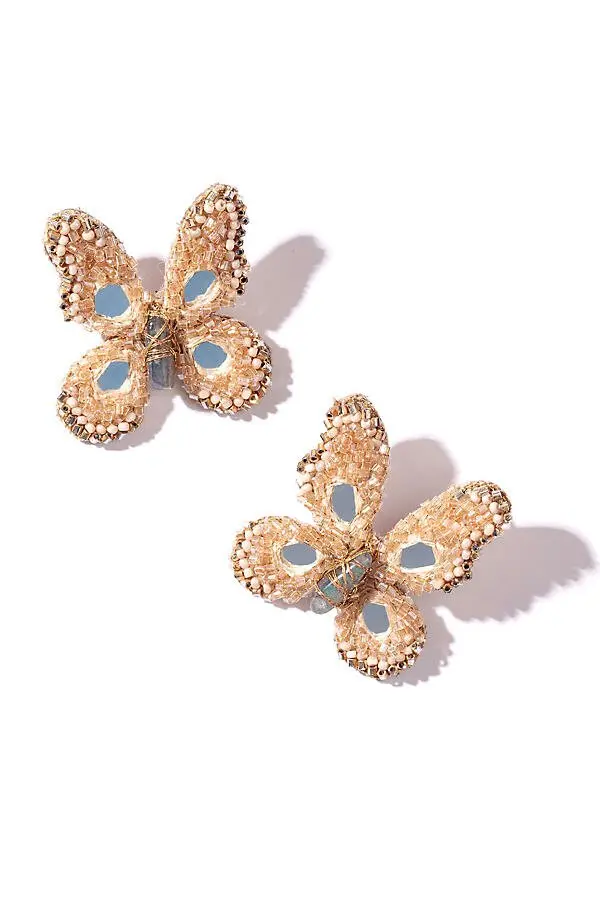 Deepa Gurnani Echo Butterfly Post Earrings - Beige