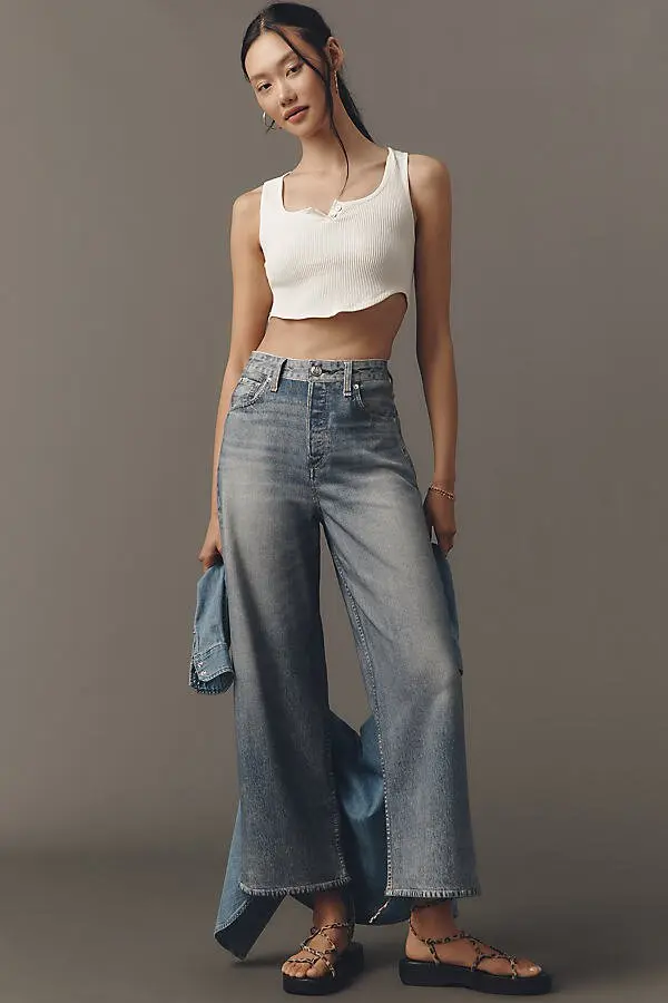 Rag & Bone Miramar Andi High-rise Crop Wide-leg Jeans - Medium Denim