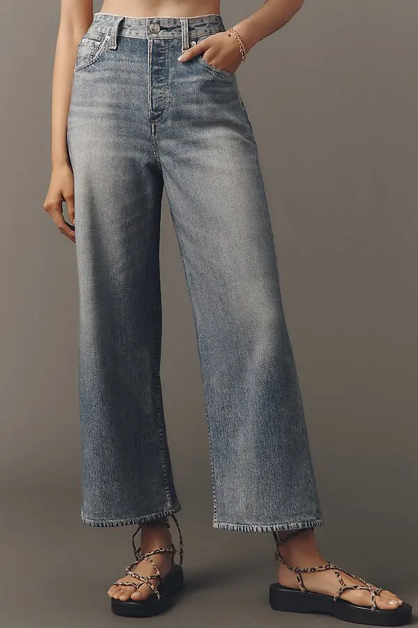 Rag & Bone Miramar Andi High-rise Crop Wide-leg Jeans - Medium Denim