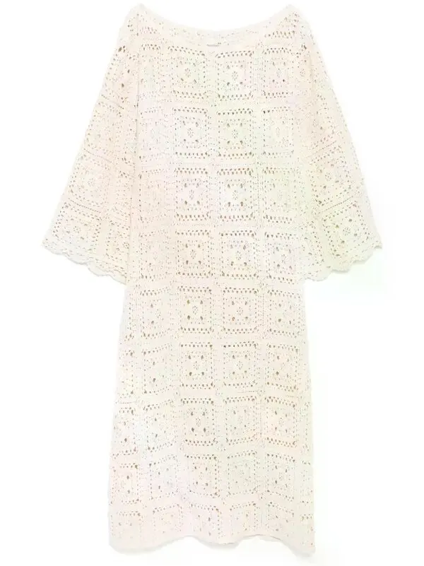 BAMBAH Metallic Crochet Kaftan Dress - Brown