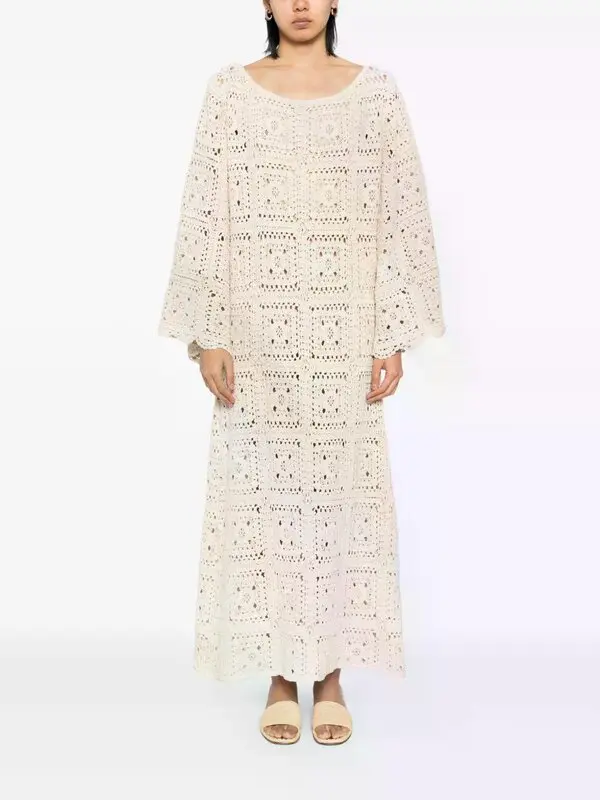 BAMBAH Metallic Crochet Kaftan Dress