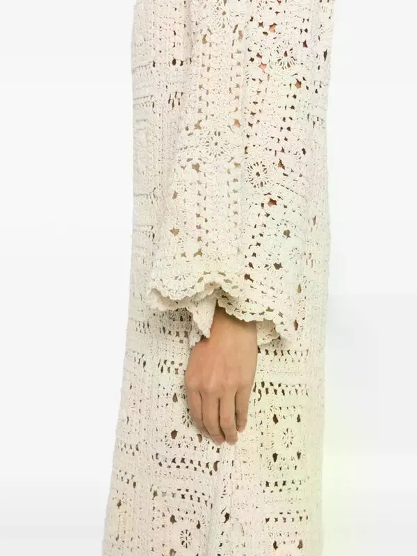 BAMBAH Metallic Crochet Kaftan Dress