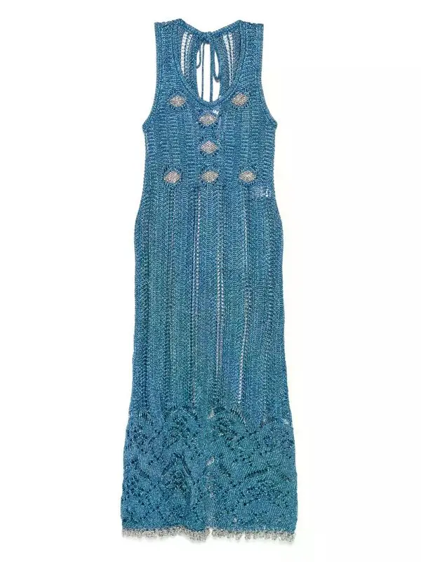 Rabanne Lurex-knit Midi Dress - Blue