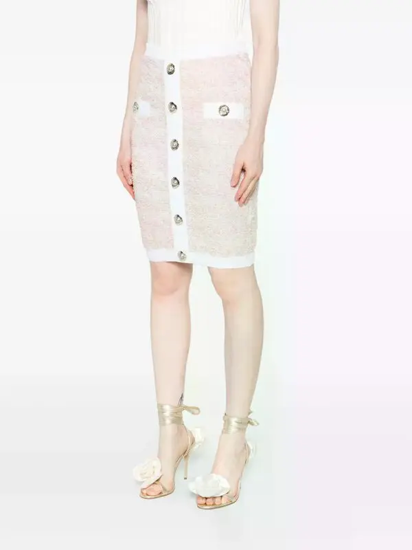 Balmain Tweed Pencil Skirt - Pink