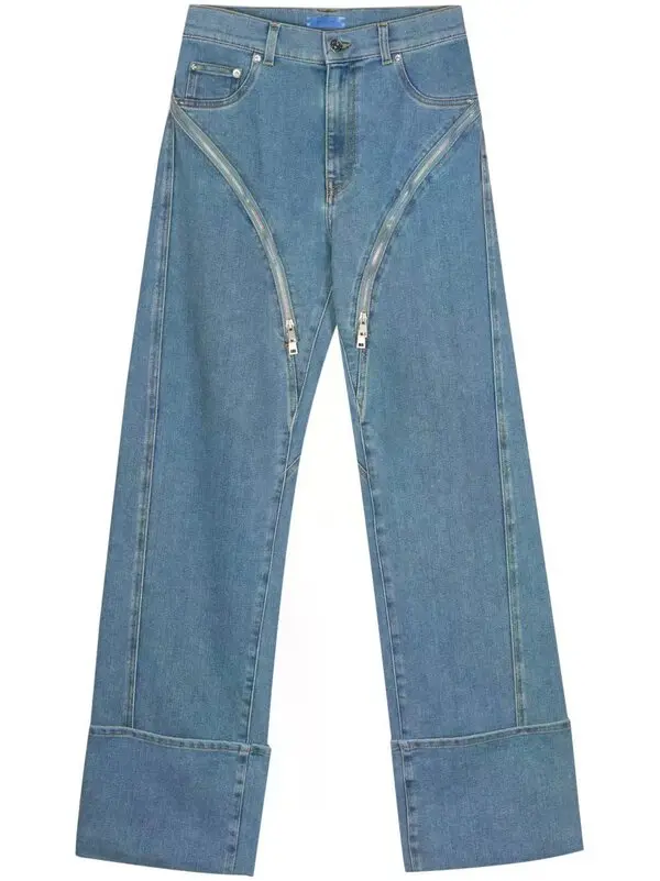 MUGLER Zipped Wide-leg Jeans