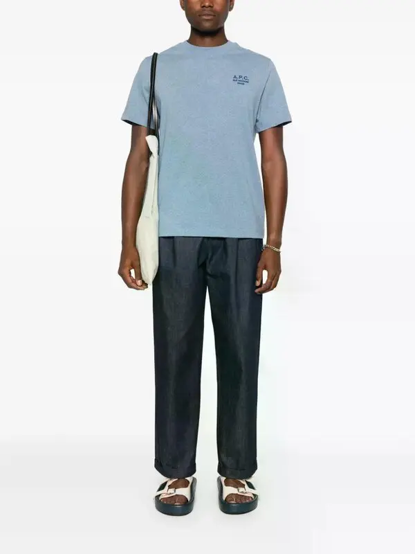 A.p.c. Logo-embroidered T-shirt - Blue