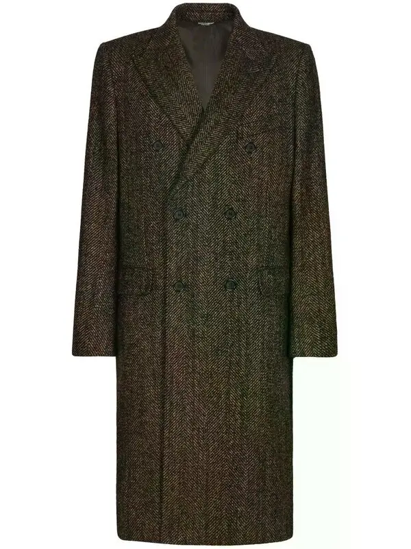 Dolce & Gabbana Double-breasted Herringbone Alpaca Wool-blend Coat