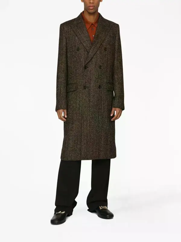 Dolce & Gabbana Double-breasted Herringbone Alpaca Wool-blend Coat