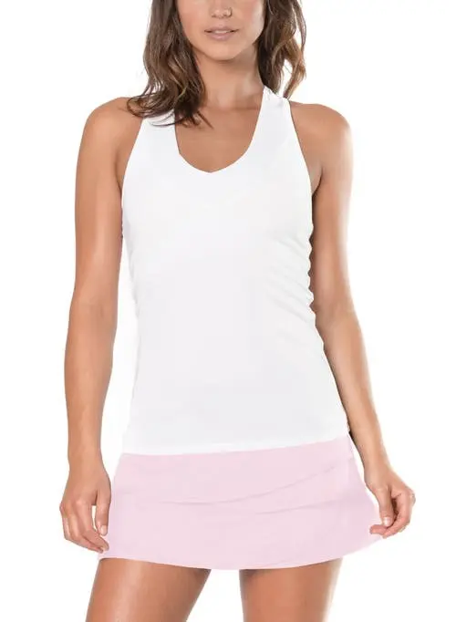 Lucky In Love V-neck Tank With Built-in Bra - White