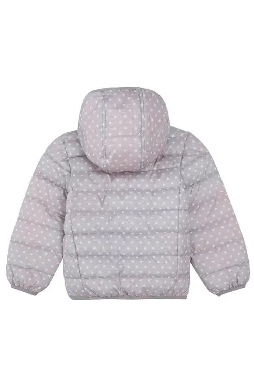 ROKKA&ROLLA Lightweight Puffer Jacket - Light Gray Polka Dot