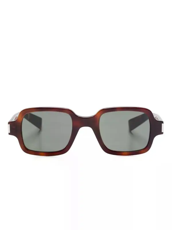 Saint Laurent Tortoiseshell Rectangle Sunglasses - Brown