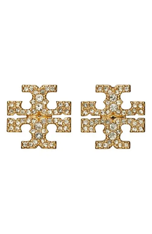 Tory Burch Icon Pavé Stud Earrings - Tory Gold / Crystal