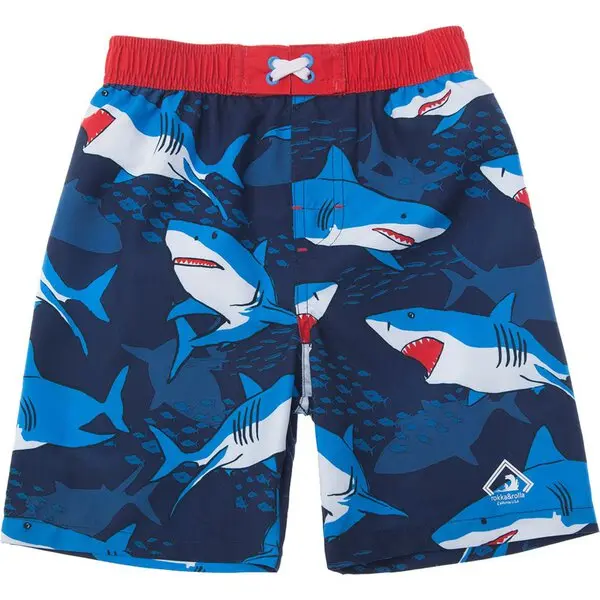 ROKKA&ROLLA Swim Trunks With Mesh Lining Upf 50 - Baby Blue Shark