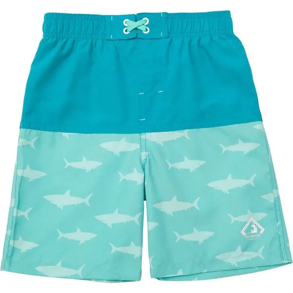 ROKKA&ROLLA Swim Trunks With Mesh Lining Upf 50 - Teal Blue Shark