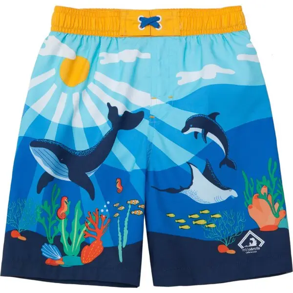 ROKKA&ROLLA Swim Trunks With Mesh Lining Upf 50 - Under The Sea