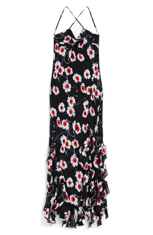Desigual Ruffle Print Maxi Dress
