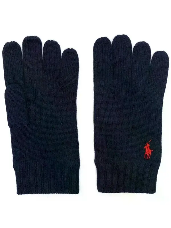 Polo Ralph Lauren Logo-embroidered Wool Gloves - Blue