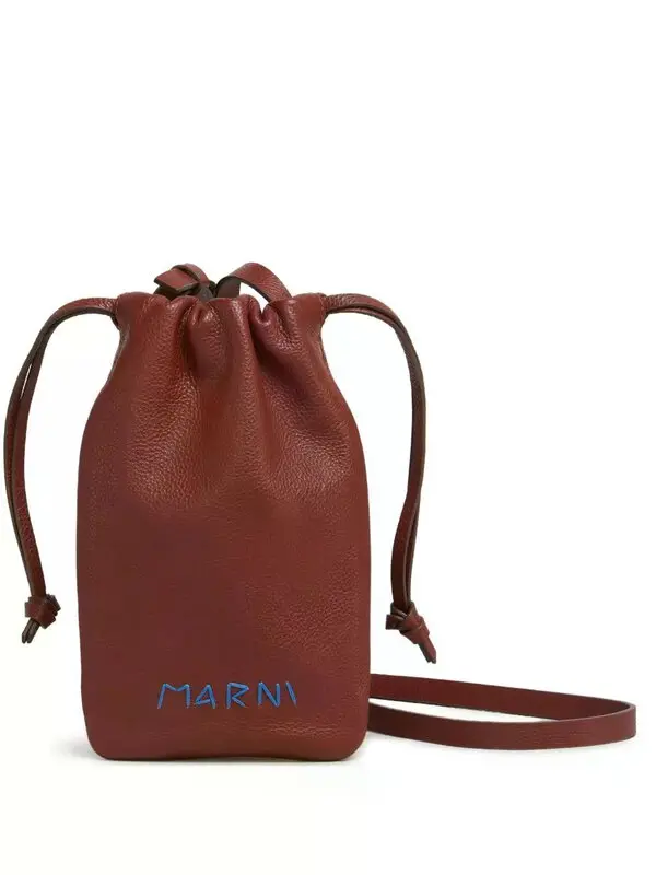 Marni Drawstring Leather Wallet - Red