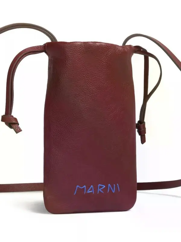 Marni Drawstring Leather Wallet - Red