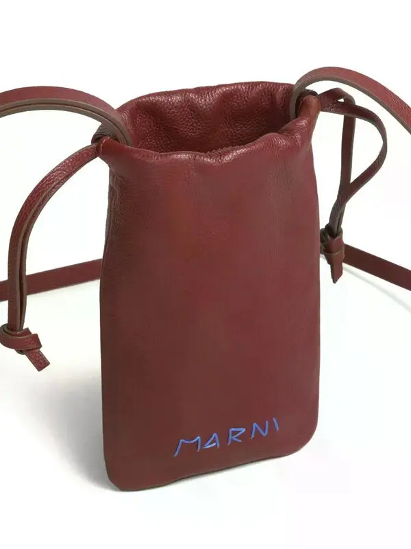 Marni Drawstring Leather Wallet - Red