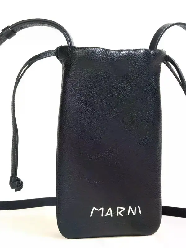 Marni Drawstring Leather Wallet - Black
