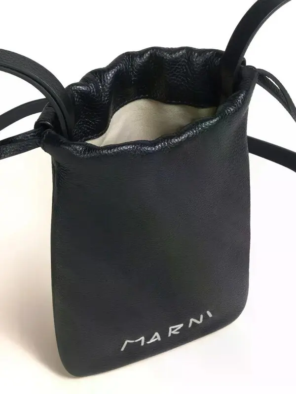 Marni Drawstring Leather Wallet - Black