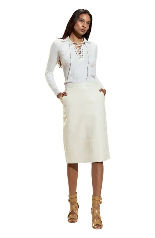 Cynthia Rowley Rib Knit Polo - White