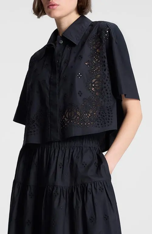 A.L.C. Jade Eyelet Boxy Crop Shirt
